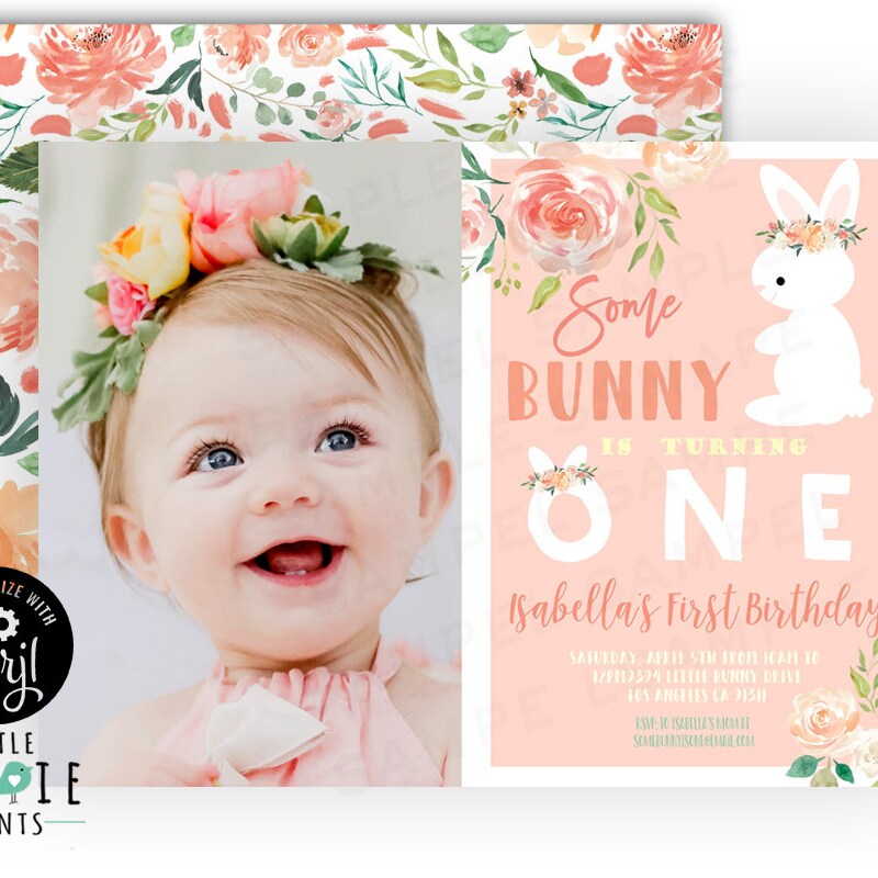 Bunny Birthday Invitation - Etsy