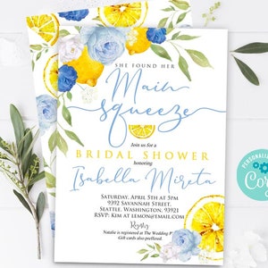 Blue Lemon Baby Shower Invitation Boy Lemon Main Squeeze Invitation ...