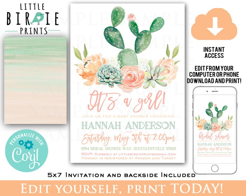 Cactus Baby Shower Welcome Sign Editable Taco 'bout a Baby | Etsy