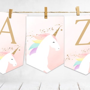 Printable Unicorn Banner, Unicorn Birthday Party Banner ABC, Unicorn ...