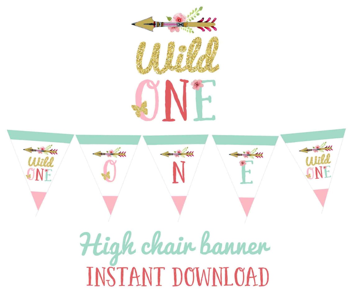 WILD ONE Birthday First Birthday Wild One Cupcake Topper Pink - Etsy