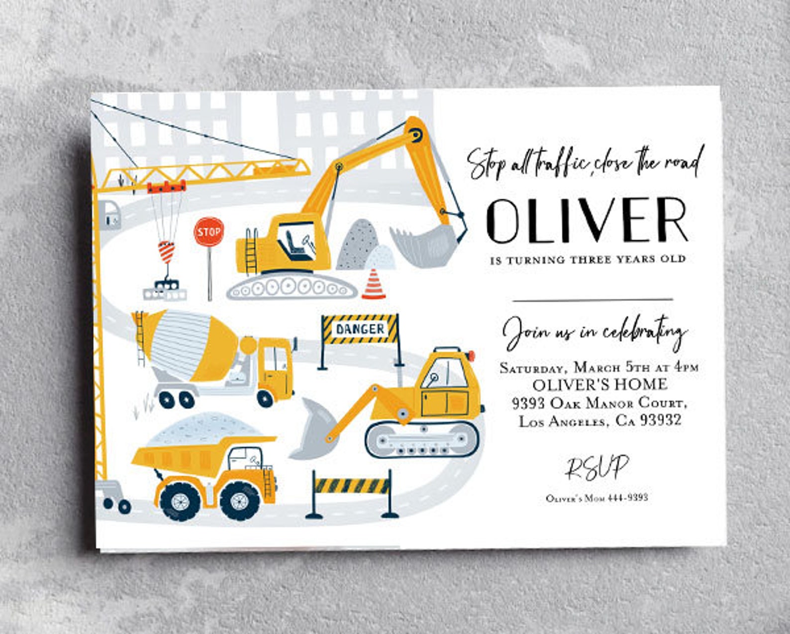 Construction Birthday Invitation Editable Construction - Etsy