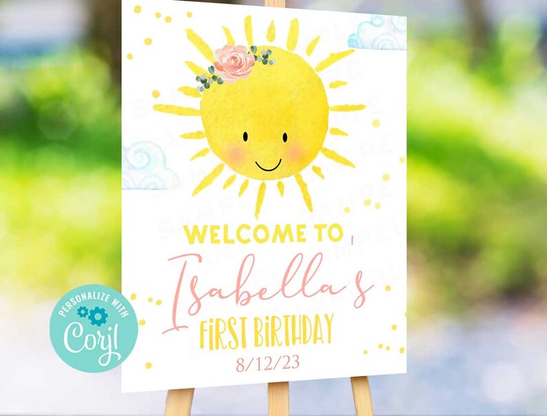 Editable Sunshine First Birthday Party Welcome Sign You Are My | Etsy