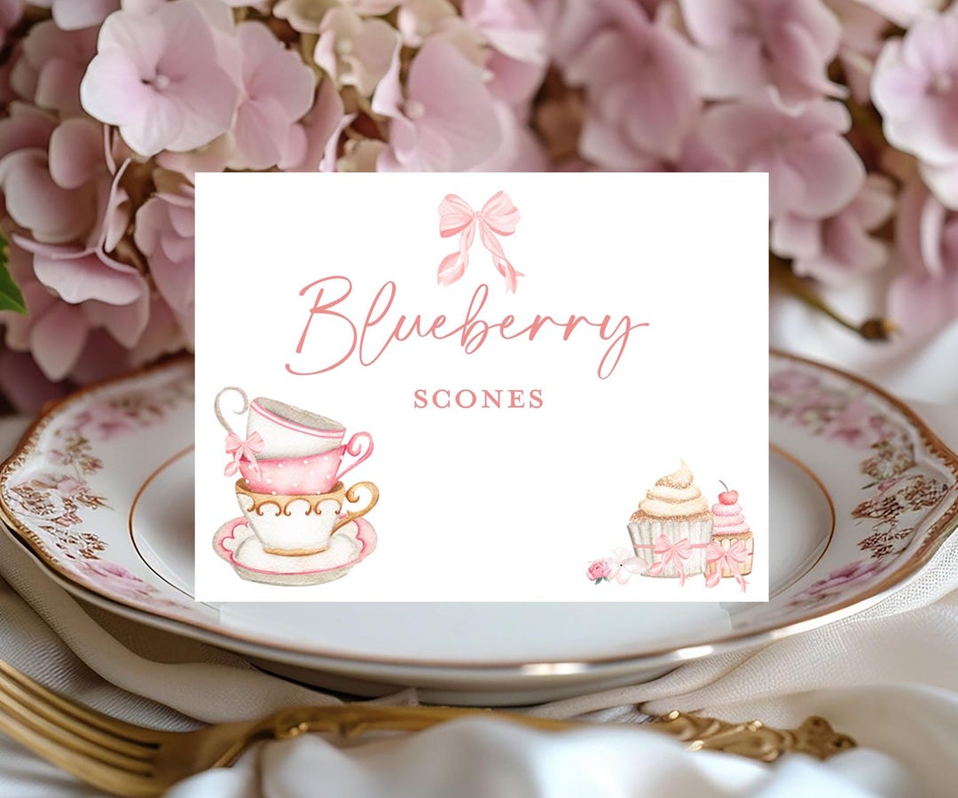 Tea Party Buffet Cards, Tea Food Tent Cards Tea Party Place Cards, Baby ...