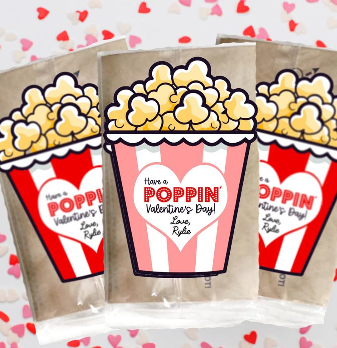Printable Popcorn Valentine's Day Tag Valentine's Day Instant Microwave ...