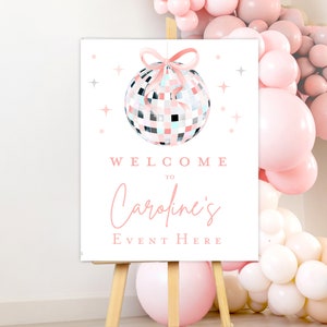 Disco Ball Welcome Sign, Disco Birthday Party Bridal Shower Baby Shower ...