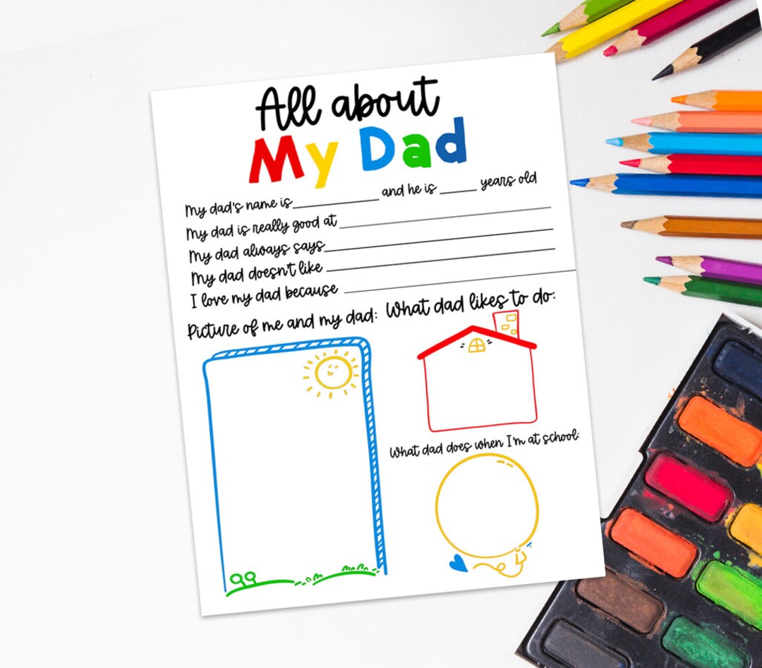 All About My Dad Printable Father's Day Gift From Kids School Activity ...