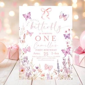 Butterfly First Birthday Invitation, Our Little Butterfly is Turning ...