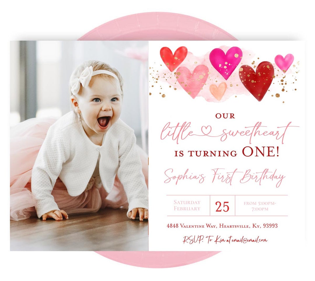 VALENTINE'S FIRST Birthday Invitation Sweetheart 1st Birthday Party ...