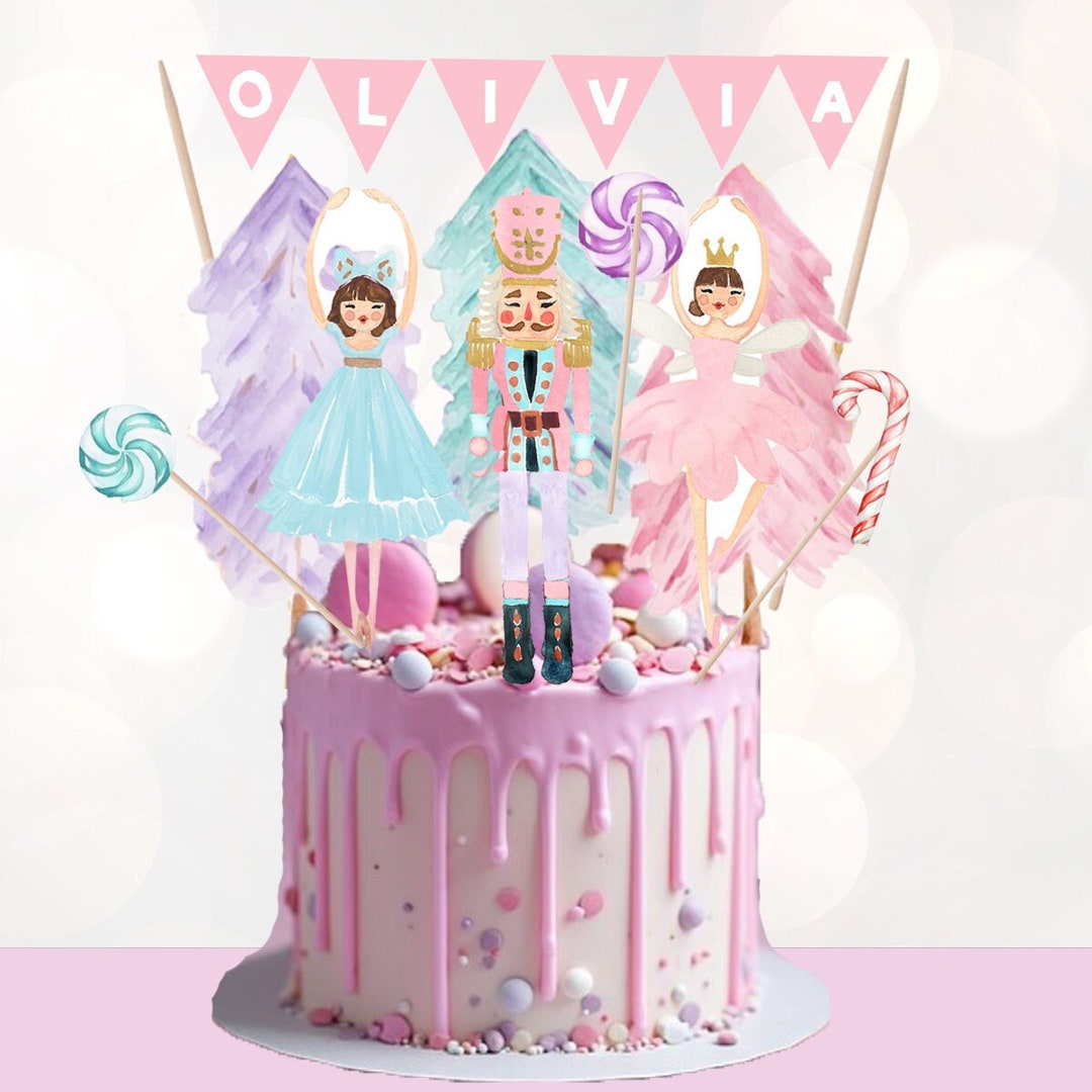 Printable Nutcracker Birthday Party Cake Topper, Girl Pastel Nutcracker Baby Shower or 1st ...