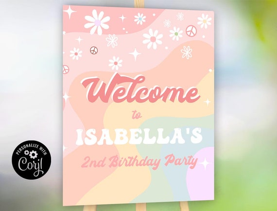 Groovy One Welcome Sign Rainbow Two Groovy Welcome Sign - Etsy