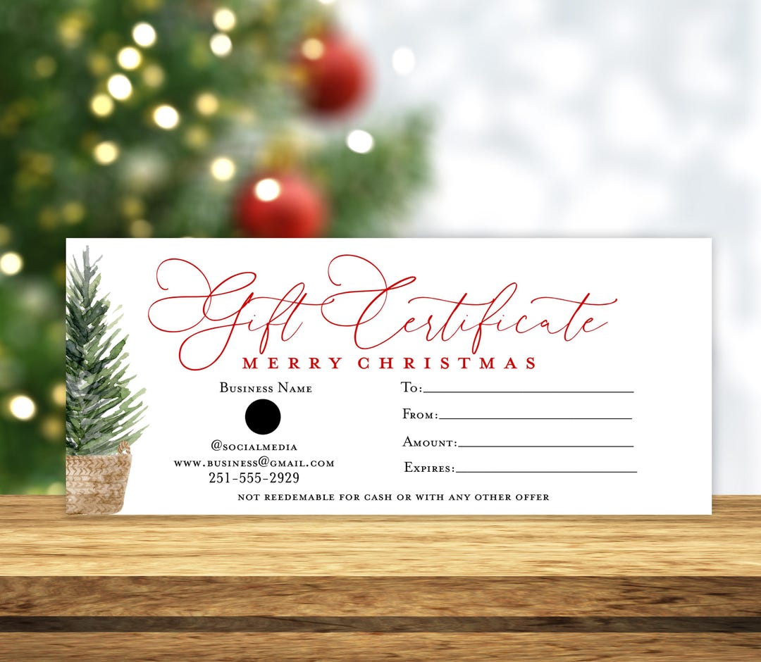 Christmas Gift Certificate Template, DIY Printable Gift Voucher ...