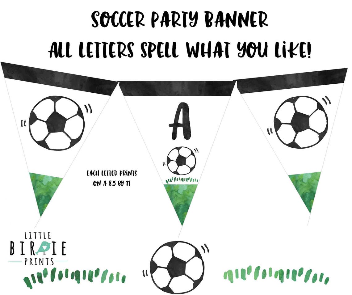 SOCCER Banner Soccer Printable Banner Birthday Party | Etsy