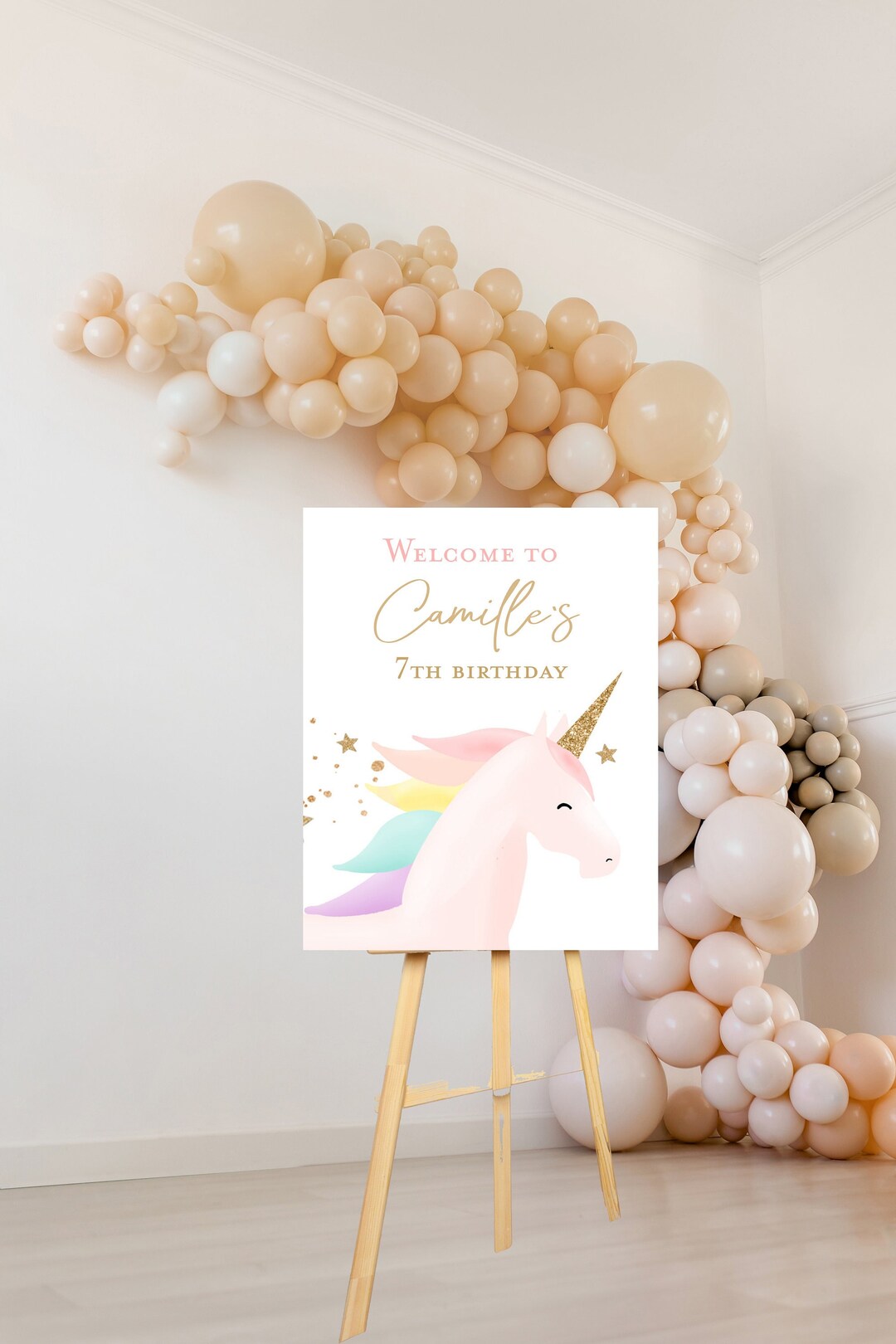 Editable Unicorn Welcome Sign, Unicorn Birthday Party Sign With Name ...
