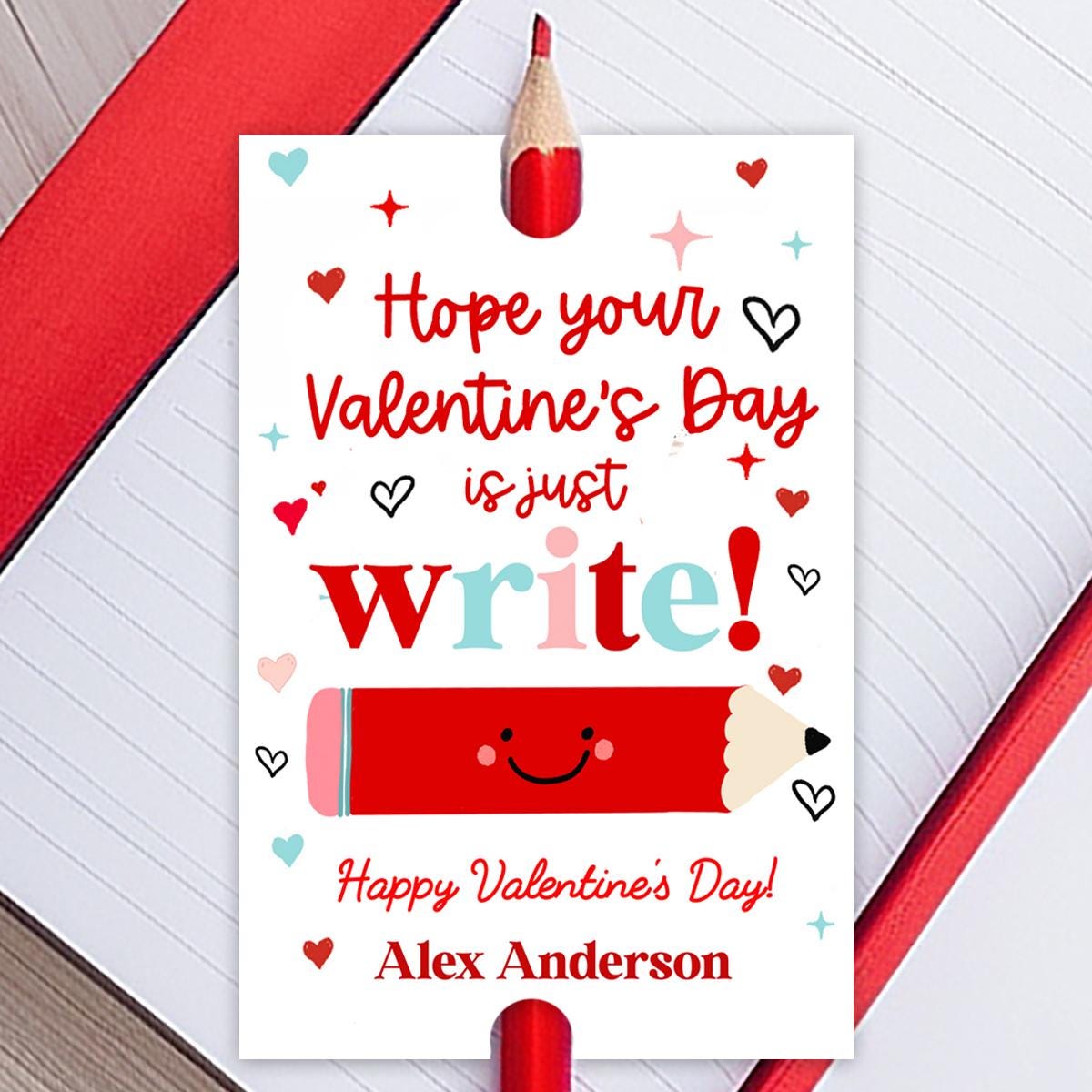 Pencil Pen Valentine Gift Tag Valentine's Day is Write Tag Valentine ...