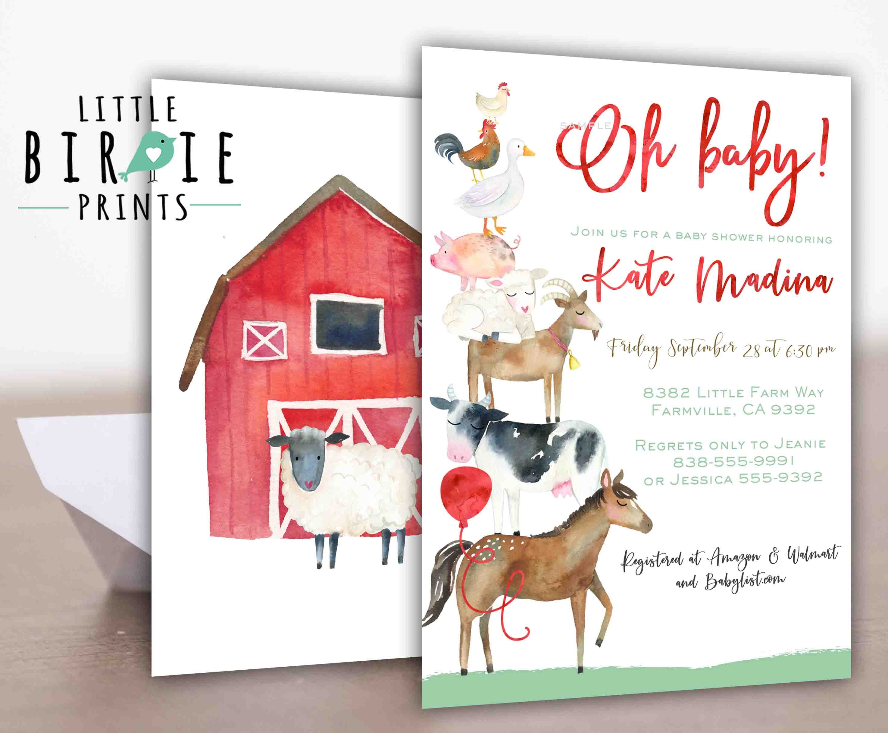 FARM BABY SHOWER invitation Farm baby shower Barnyard animals | Etsy