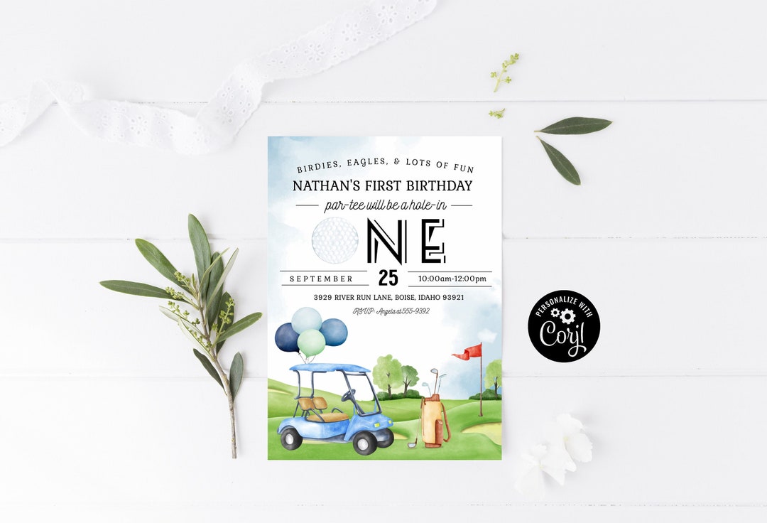 GOLF First Birthday Invitation Golf 1st Birthday Invitation Hole in ONE ...