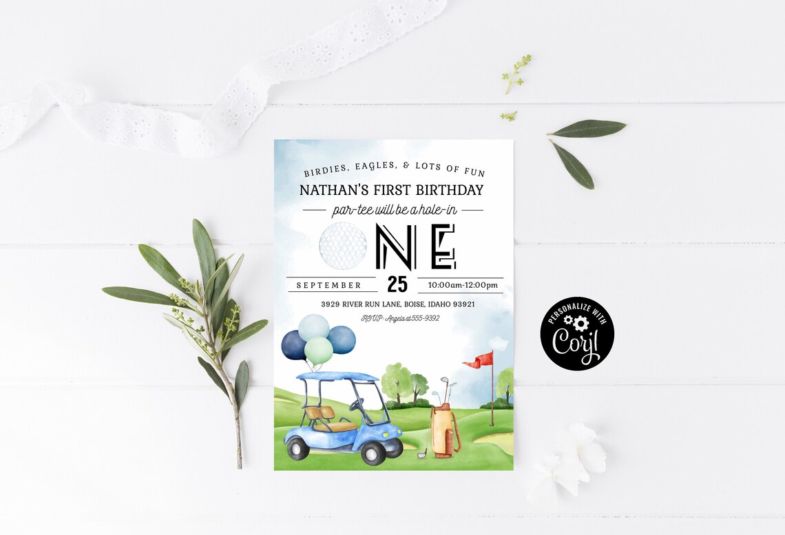 GOLF First Birthday Invitation Golf 1st Birthday Invitation - Etsy