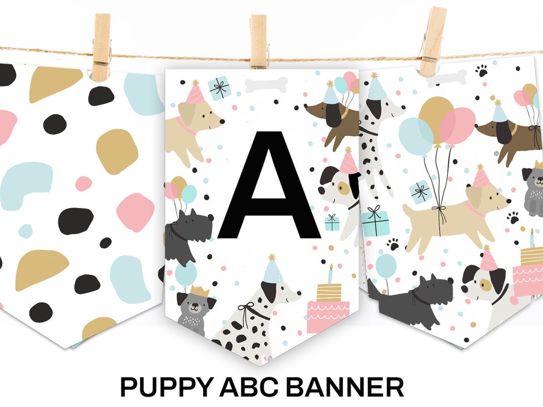 Puppy Birthday Banner Girl Puppy Dog Printable Banner Puppy - Etsy
