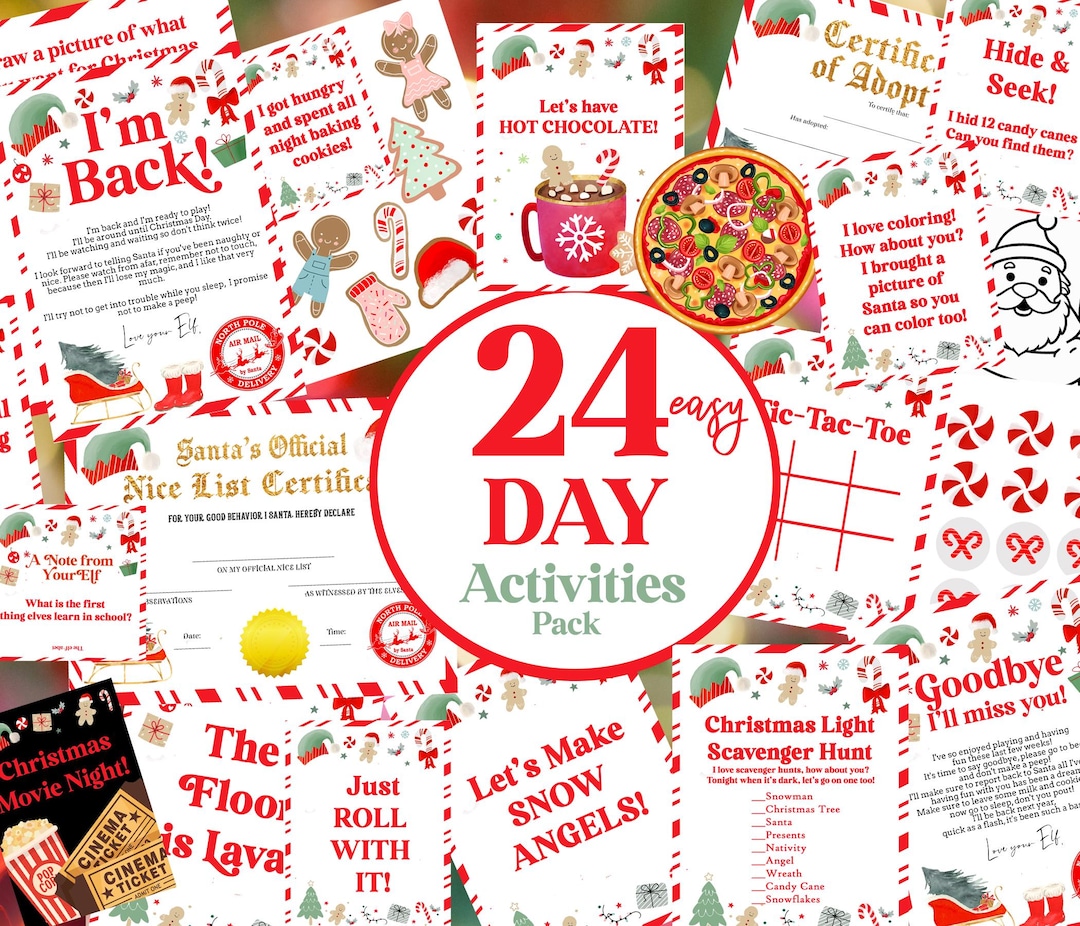 Printable Elf Activities Kit 24 Days Bundle, Christmas Elf Props Kit ...