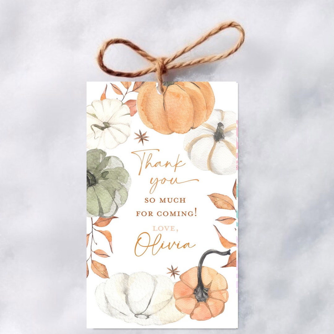 Fall Party Favor Tag, Pumpkin Bridal Shower or Baby Shower Thank You ...