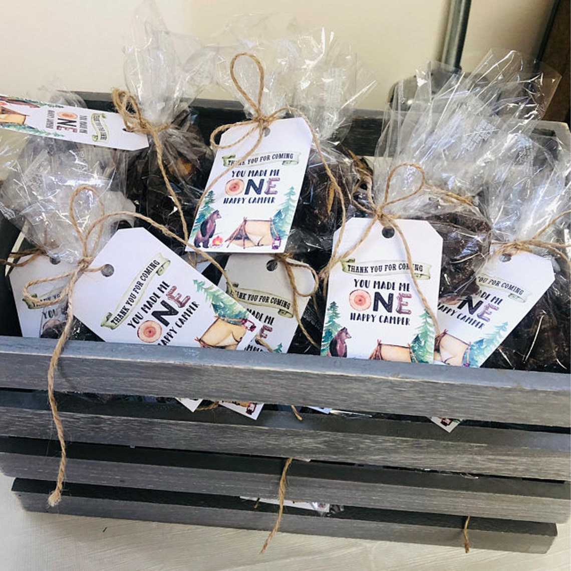 ONE HAPPY CAMPER First Birthday Favor Tags One Happy Camper - Etsy