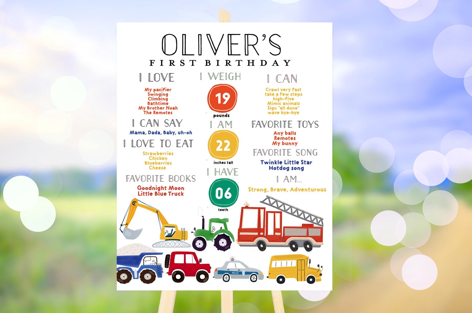 Transportation Birthday Party Milestone Poster Cars and Trucks First ...