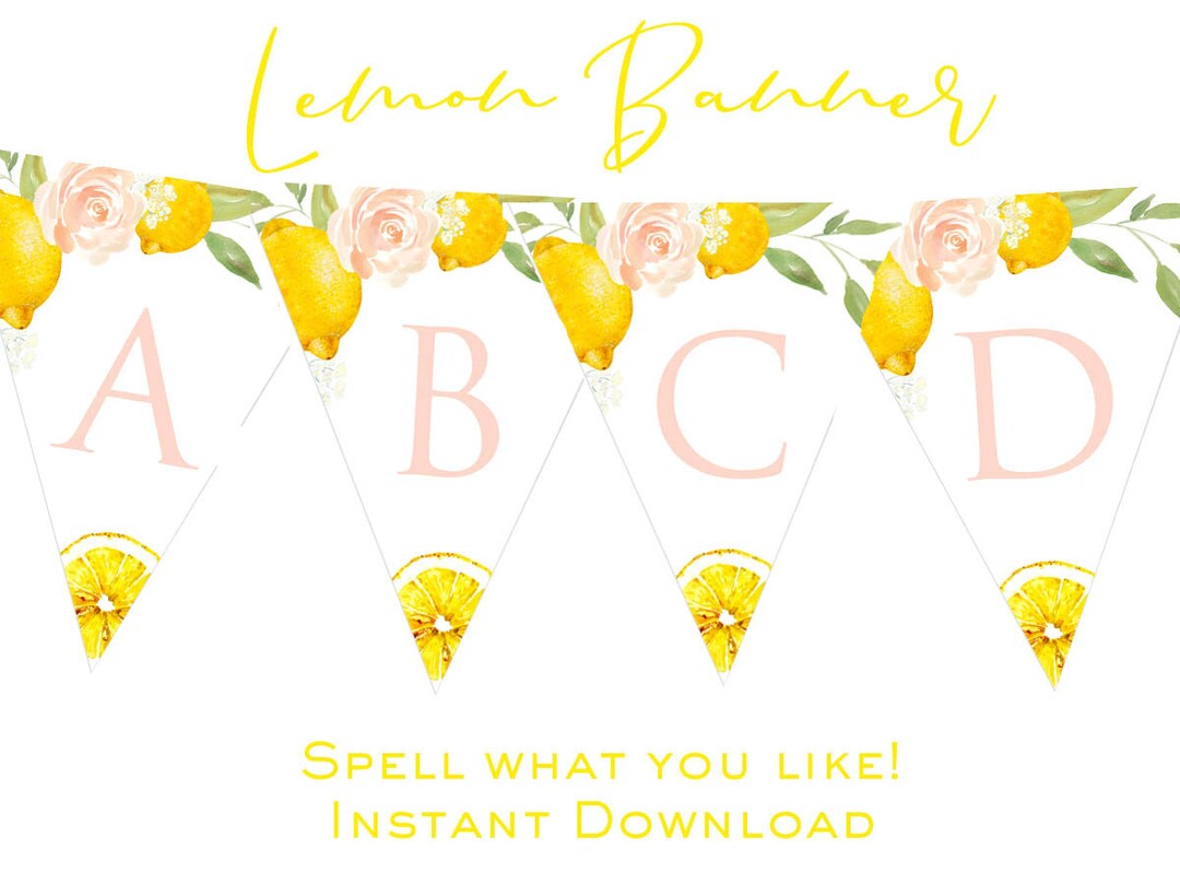 LEMON Banner Main Squeeze Bridal Shower Banner Lemon Baby Shower Banner ...