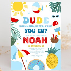 Dude, Pool Party You in Birthday Invitation, Boy Splish Splash ...