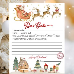 Letter to Santa Printable, Christmas Letter to Santa Fill in the Blank ...