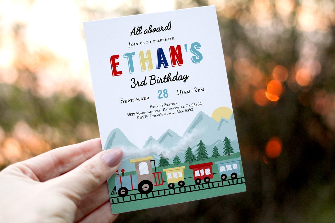 Train Birthday Party Invitation, Train Party Invite, Choo Choo Train ...
