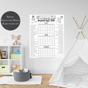 Kids Summer Activity Poster Printable, 2024 Kid's Summer Bucket ...