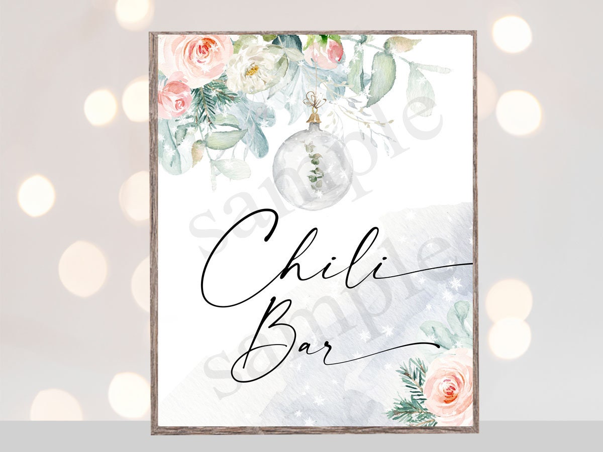 Chili Bar Sign Pink Winter Baby Shower Sign Chili Bar Winter | Etsy