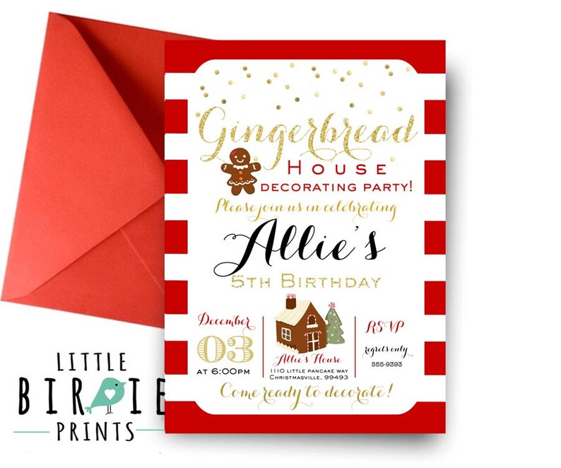 GINGERBREAD HOUSE DECORATING Party Invitation Gingerbread - Etsy