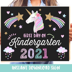 Unicorn FIRST DAY OF school sign Kindergarten Sign Unicorn | Etsy