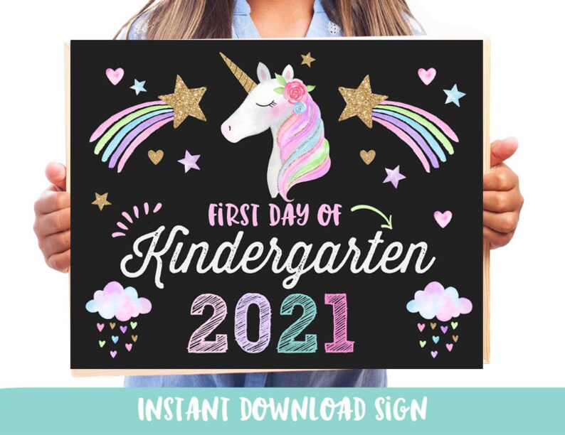 Unicorn FIRST DAY OF school sign Kindergarten Sign Unicorn | Etsy