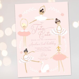 Tutu Cute Birthday Invitation, Two Two Cute Ballerina Birthday Party ...