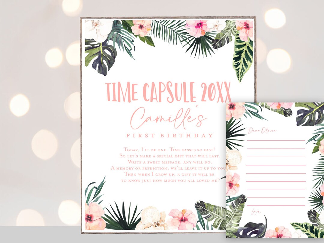 Tropical Time Capsule First Birthday Party Game, Hawaiian Luau First ...