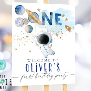 Editable Space First Birthday Welcome Sign, First Trip Around the Sun ...