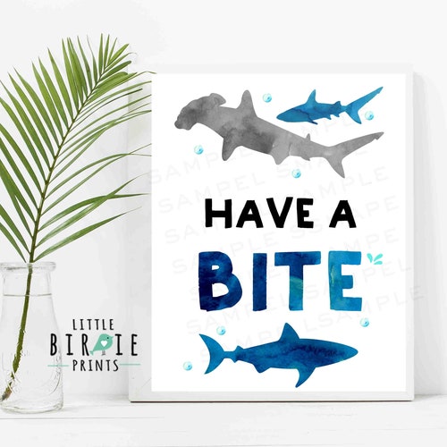 Grab a Bite Shark Birthday Party Food Table Editable Sign - Etsy