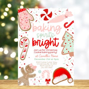 Baking Spirits Bright Christmas Cookie Invitation, Cookie Exchange ...
