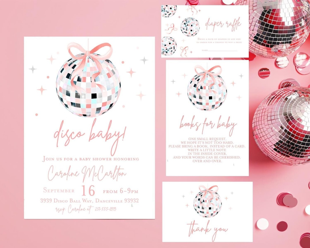 Disco Ball Baby Shower Invitation Mirrorball Baby Shower Invitation ...