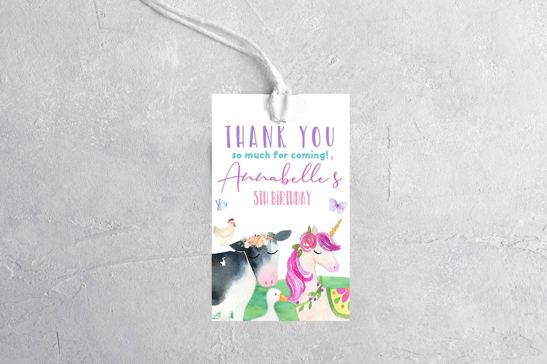 Editable Farm Favor Tag Magical Petting Zoo Girl Farm Birthday Party ...