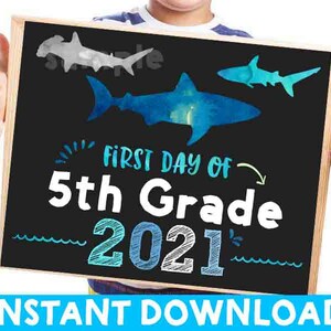 SHARK FIRST DAY of School Sign Kindergarten Sign Boy Shark - Etsy