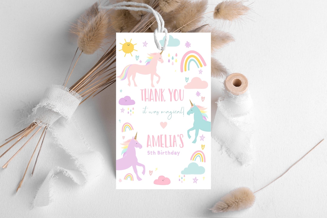 Unicorn Party Favor Tags, Unicorn Birthday Party Favor Tags, Unicorn ...