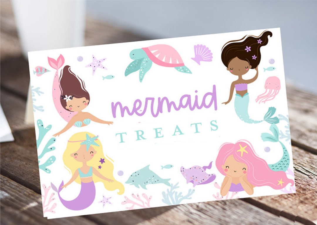 Mermaid Buffet Cards, Mermaid Placecards Tent Cards, Oneder the Sea ...