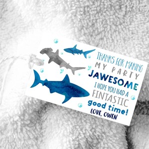 Shark Birthday Party Favor Tags, Editable Name, Shark Birthday Party ...