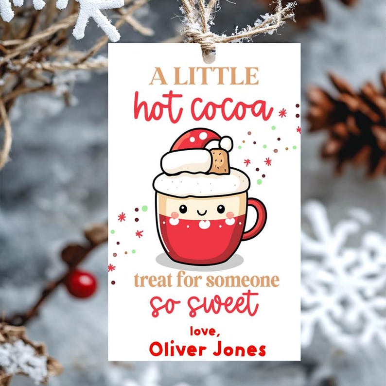 Hot Cocoa Gift Tag Christmas, Hot Chocolate Gift Tag, Kids School ...