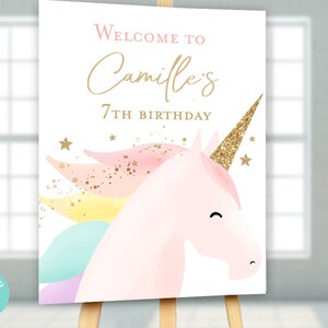 Editable Unicorn Welcome Sign, Unicorn Birthday Party Sign With Name ...