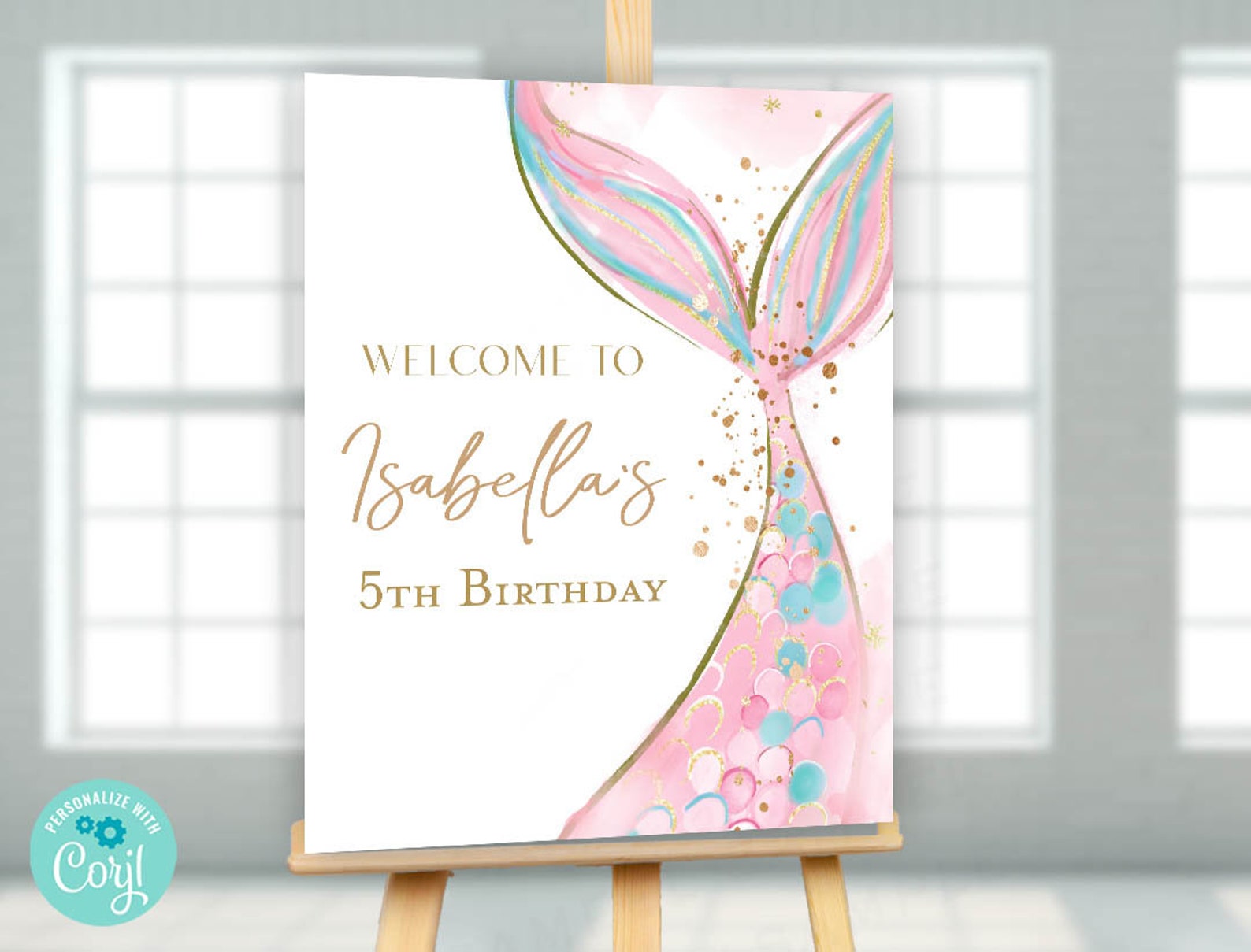 Mermaid Welcome Sign Pink Mermaid Birthday Party Decorations - Etsy